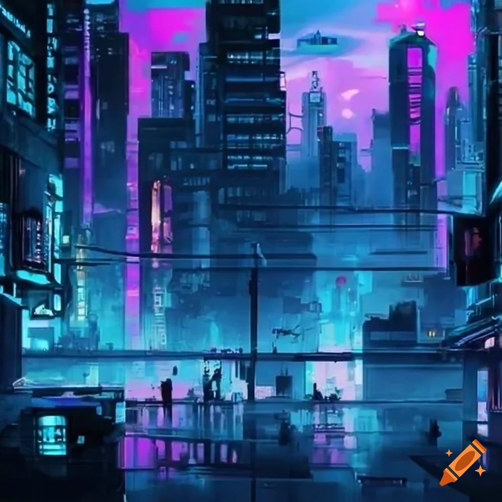 Cyberpunk blue city