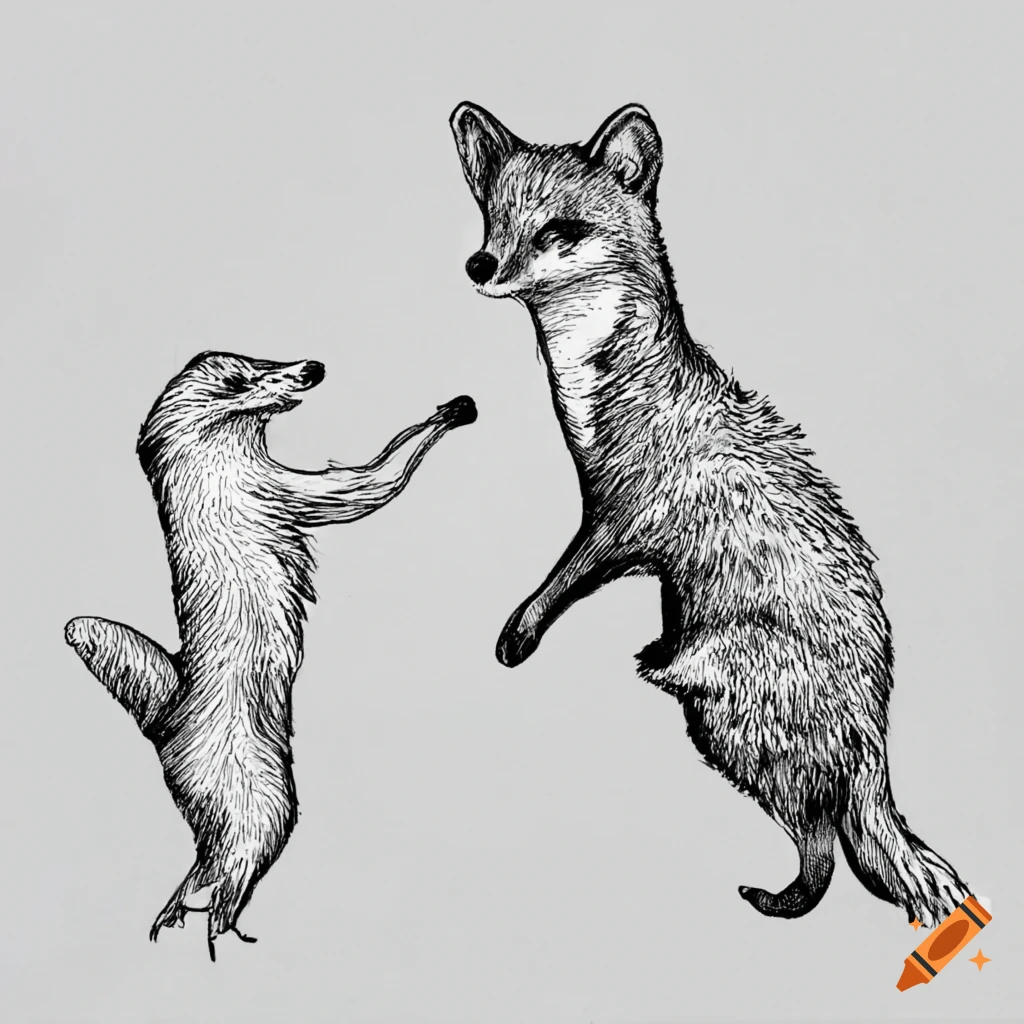 A weasel and a fox on Craiyon