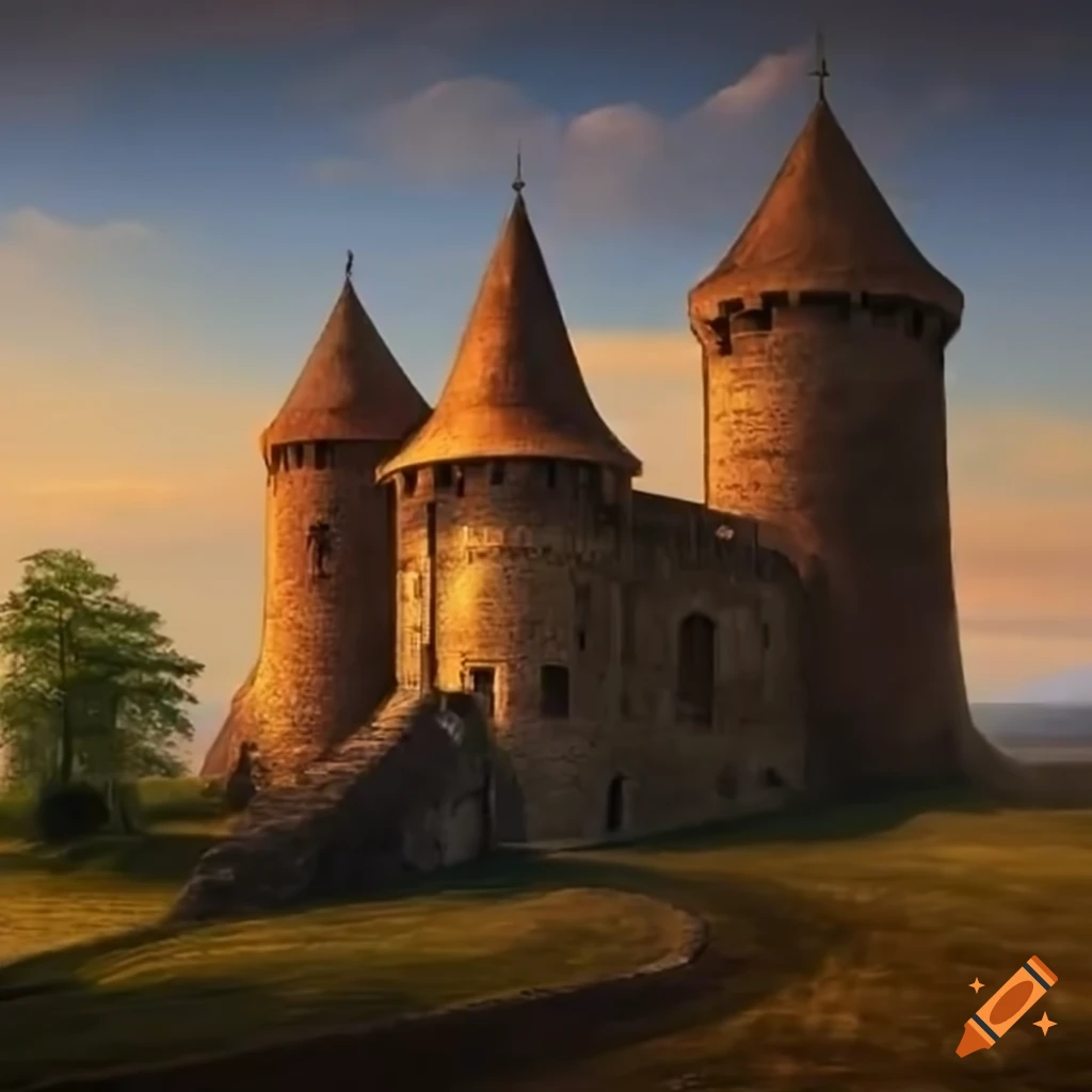 A fortified castle with two towers and a keep in dorne