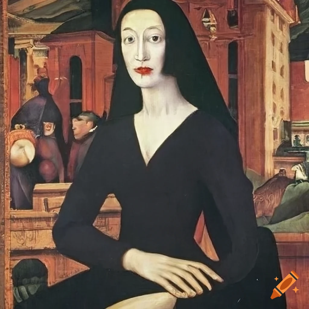 Portrait of morticia addams painted by renaissance artist mantegna on ...