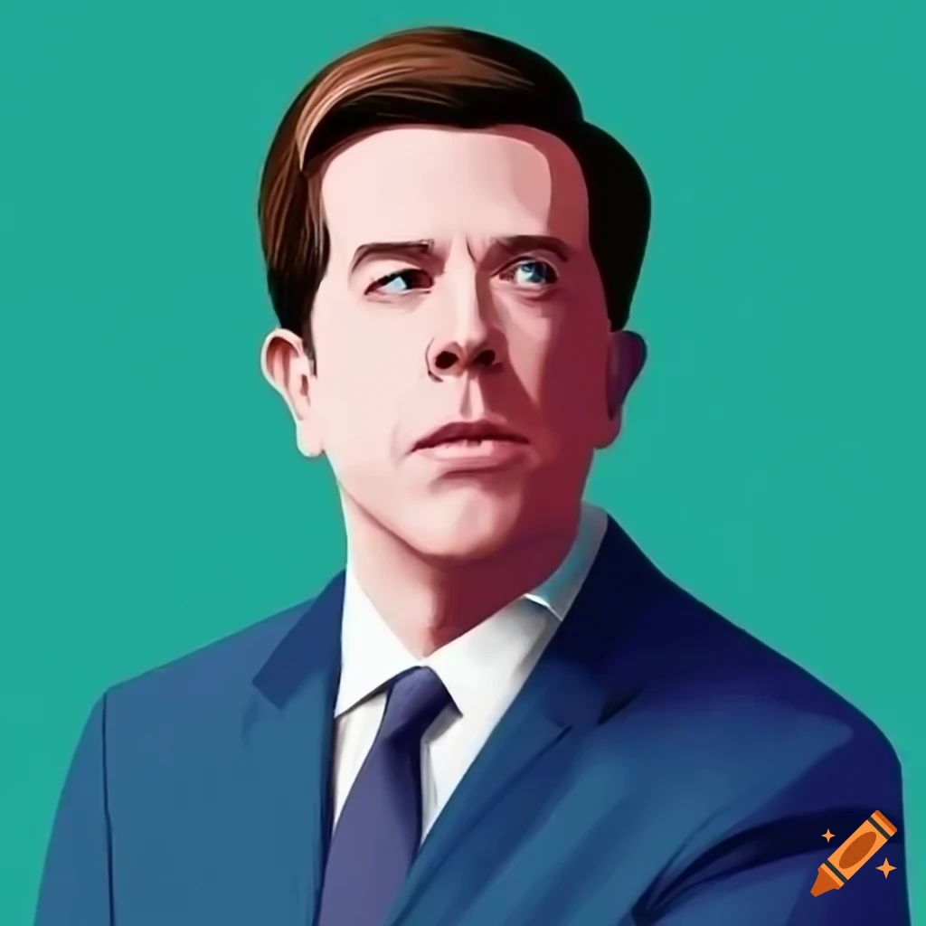 Ed helms in a modern simple illustration style using the pantone spring ...