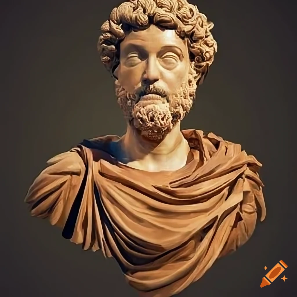 Generate an image of stoic marcus aurelius, make it vertical