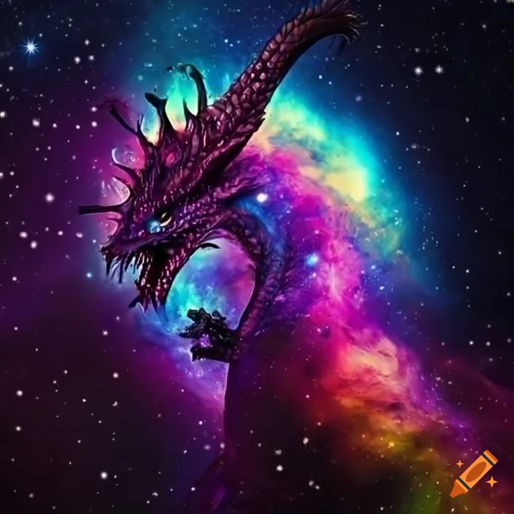 Galaxy colour ghost dragon in the space