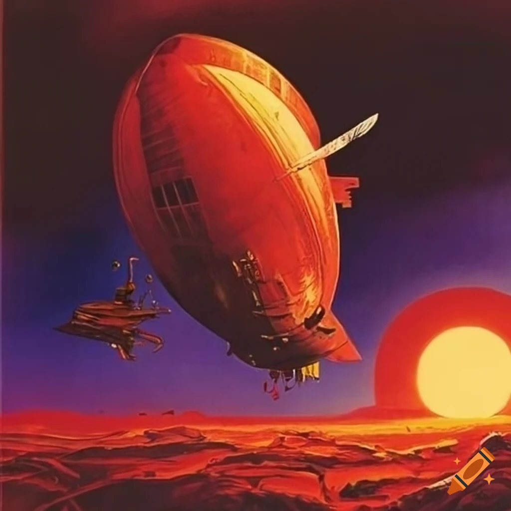 70s sci fi red zeppelin art on Craiyon