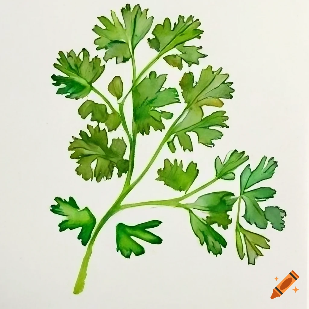 Watercolor painting of coriander on Craiyon