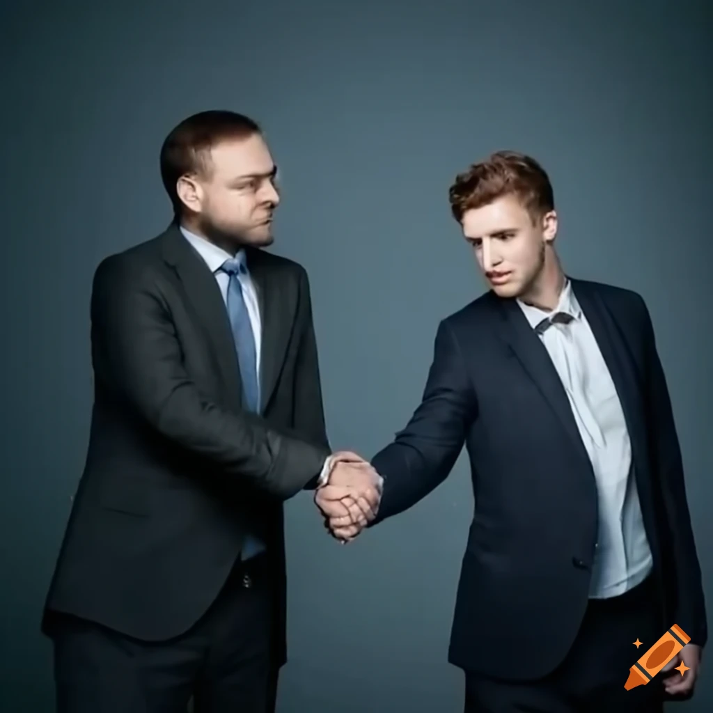 Handshake between dutch and polish businessmen with a light backdrop on ...