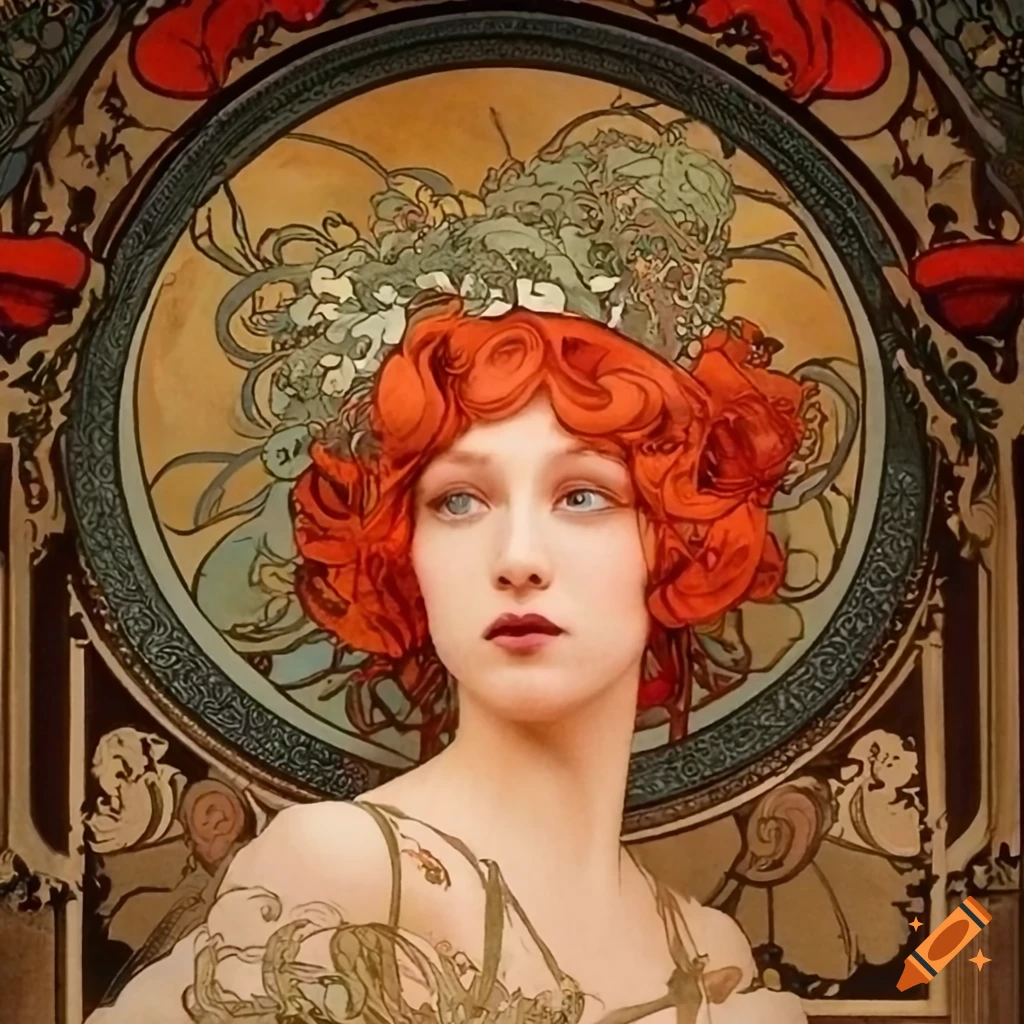 Alphonse mucha style on Craiyon