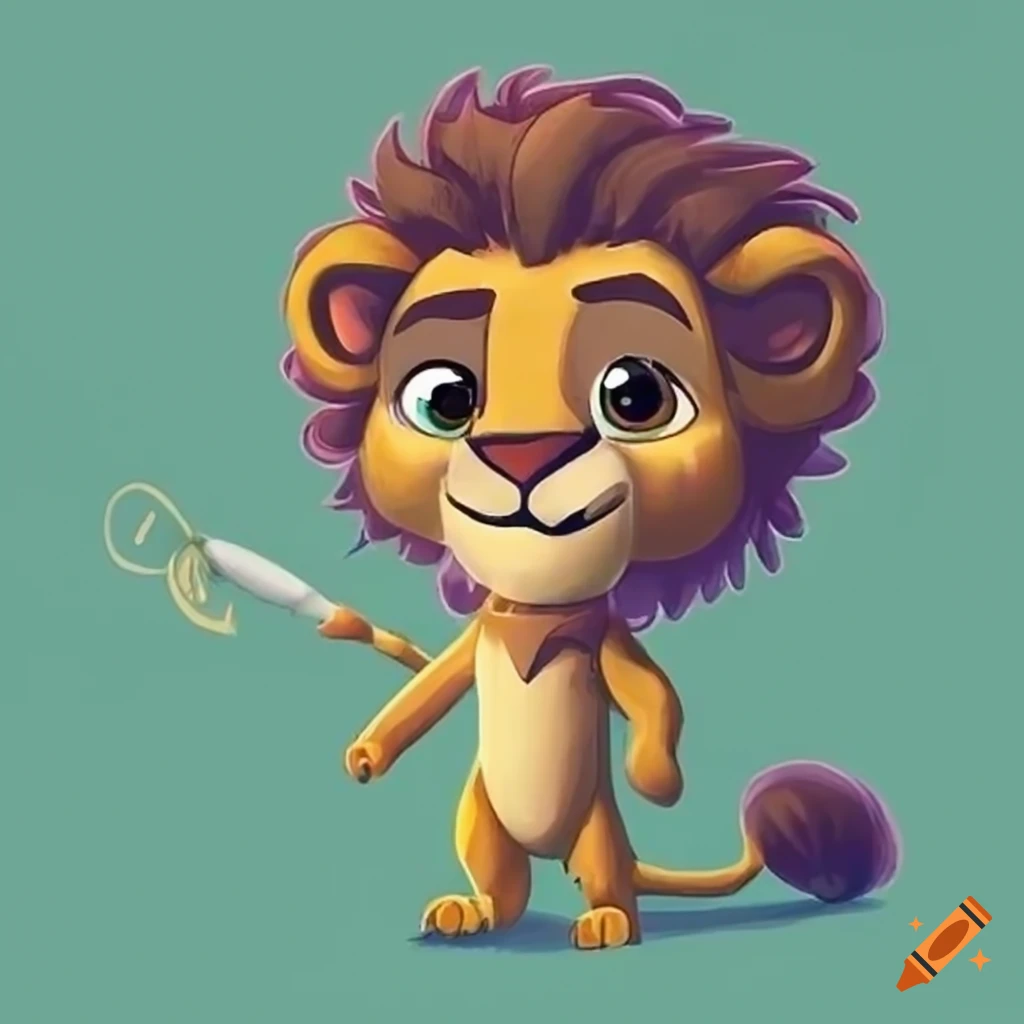Pixar lion chibi character design on Craiyon