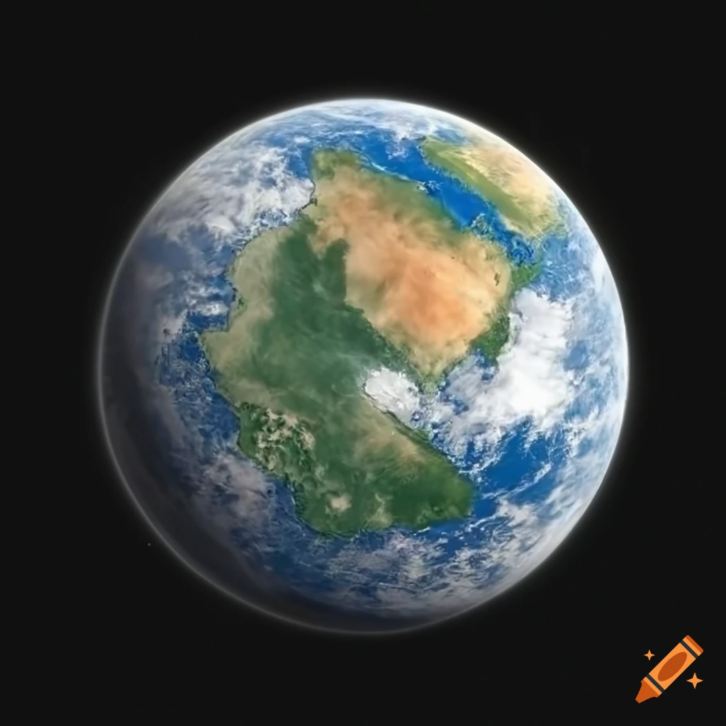 An exoplanet with a supercontinent and thriving ecosystem on Craiyon