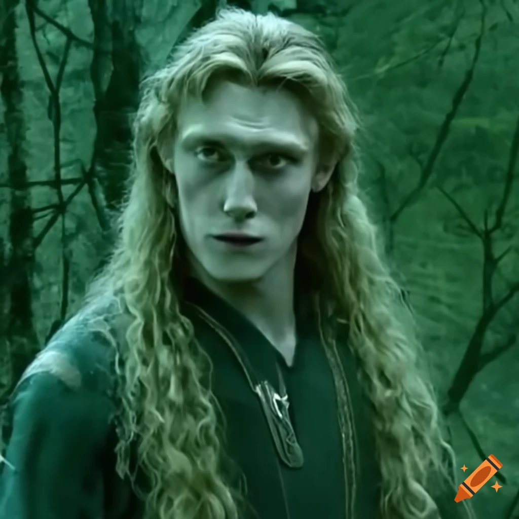 George MacKay as a heroic elf in the Silmarillion, long blonde hair on ...