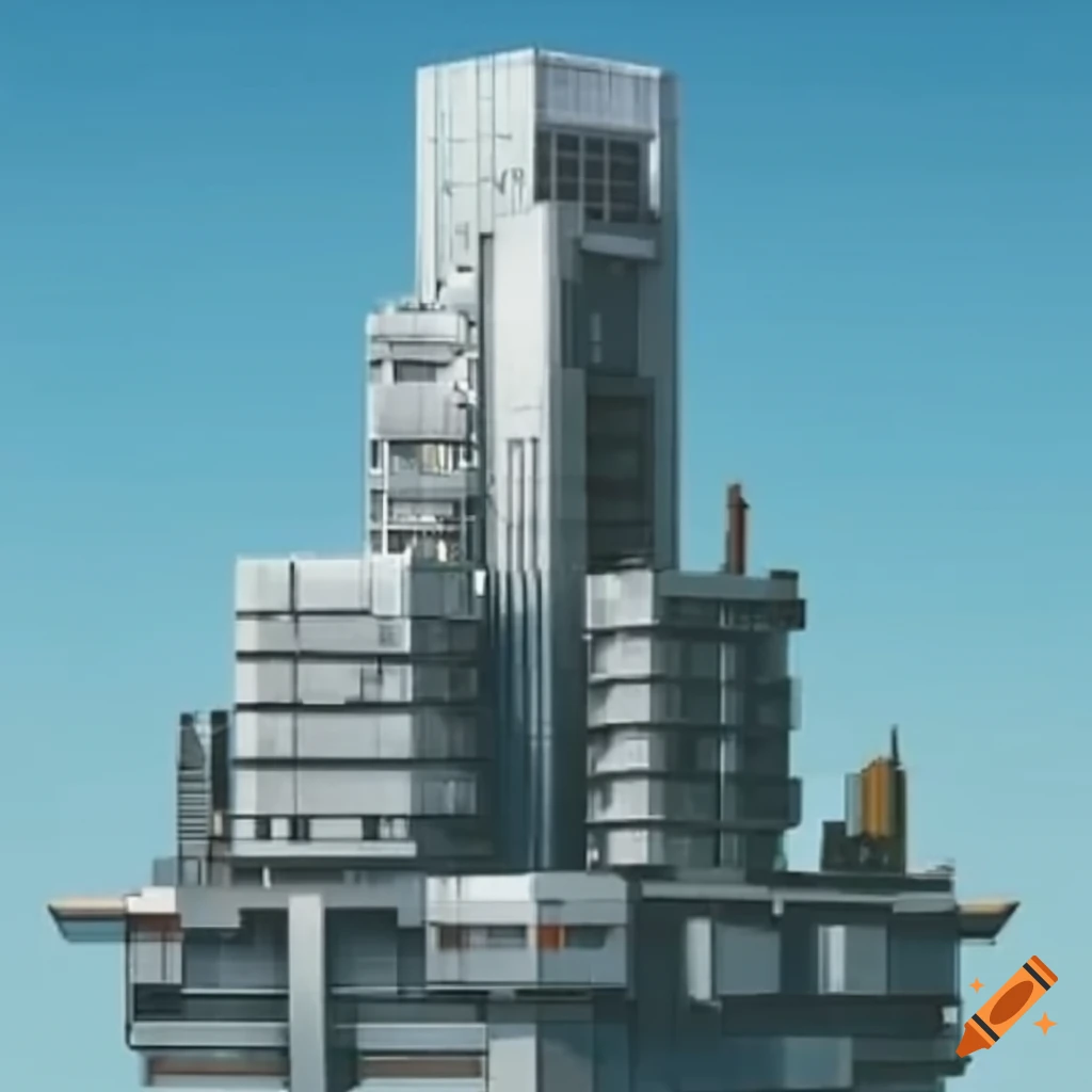 Hiroshi nagai cyber city oedo 808 building, machinery, front view