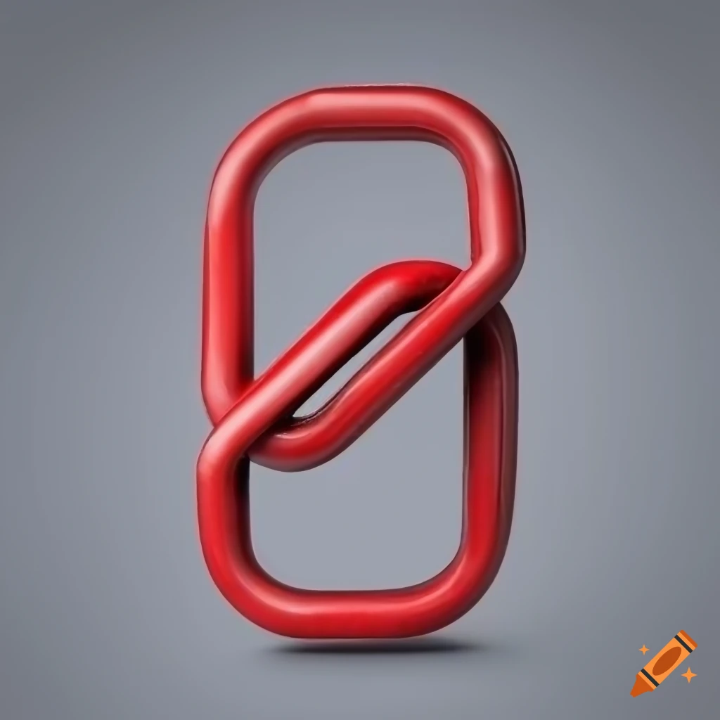 A medium size red link symbol grey background