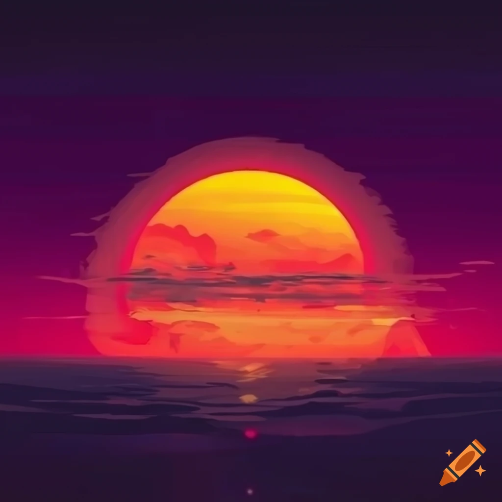 Retro sunset concept art