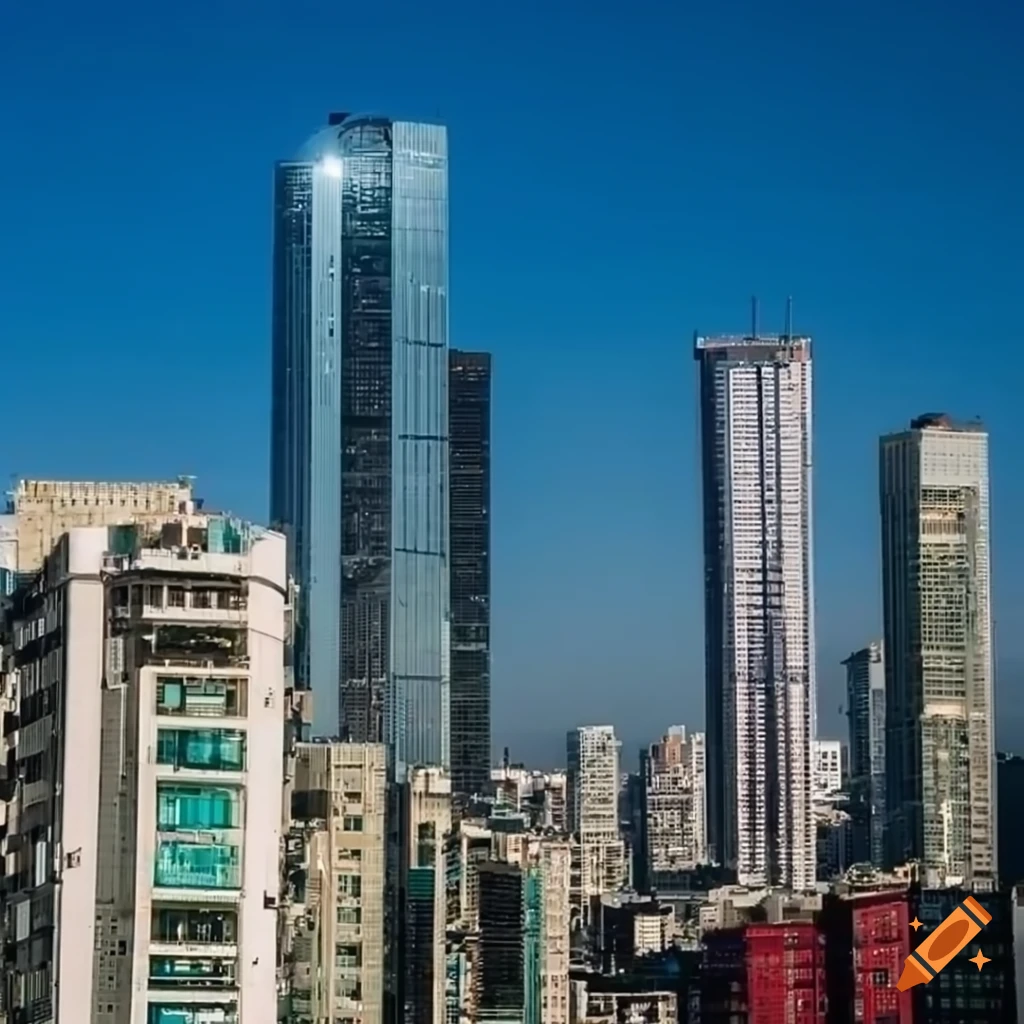 A bustling metropolis from above with colorful skyscrapers on Craiyon