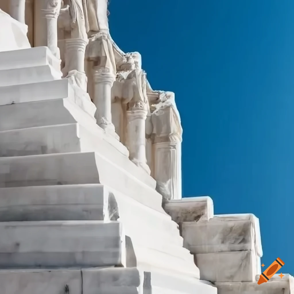 White marble staircase ancient greek architecture