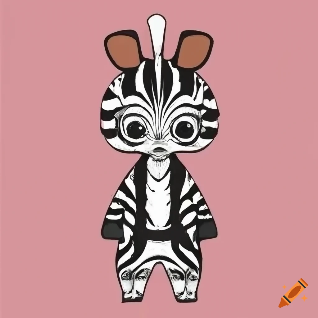An anthropomorphic zebra dressed as a travel guide on Craiyon