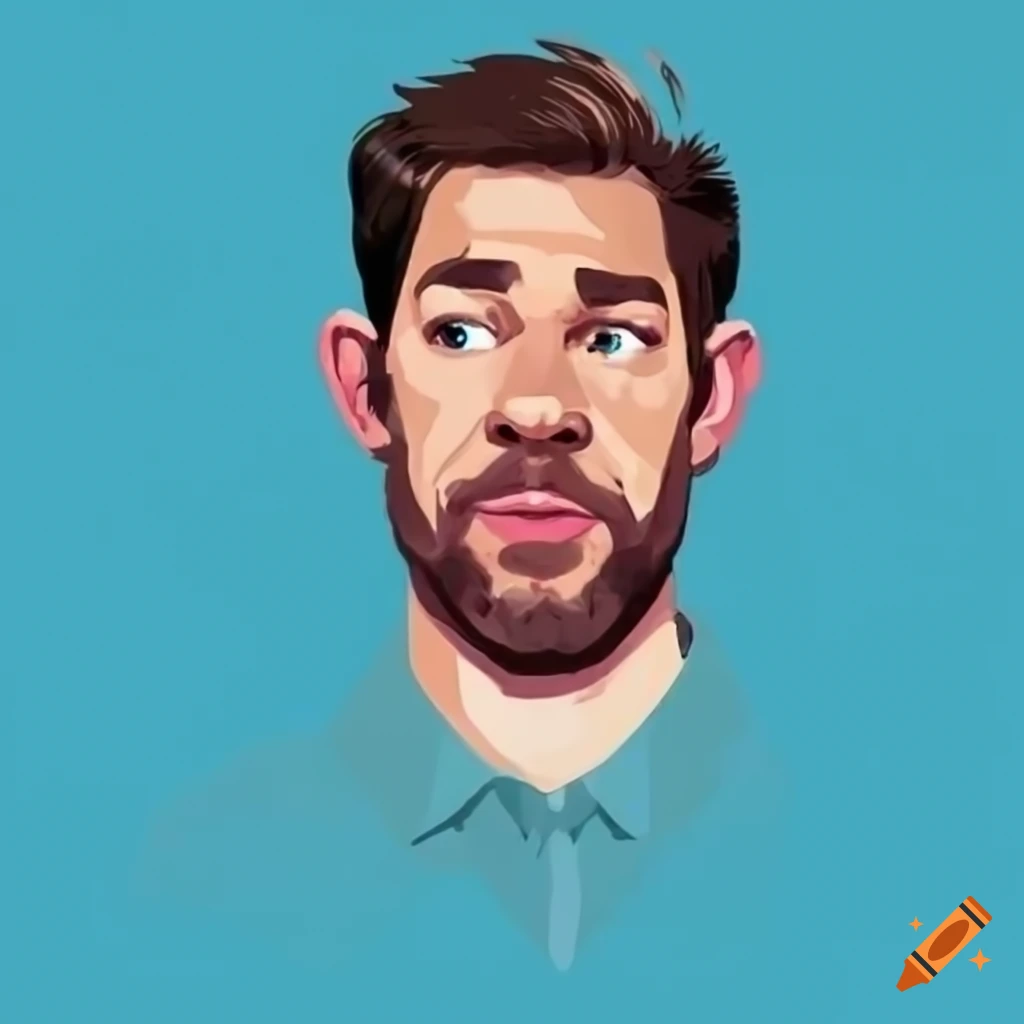 John Krasinski in a modern simple illustration style using the Pantone Spring 2023 Fashion color ...