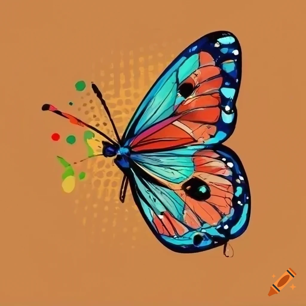 A colorful butterfly in a comic book style on Craiyon