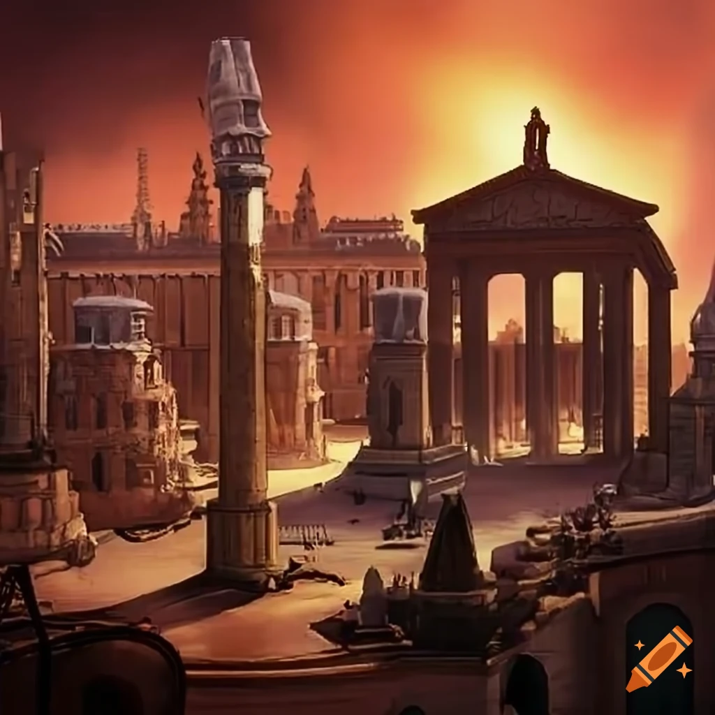 Roman futuristic town on Craiyon