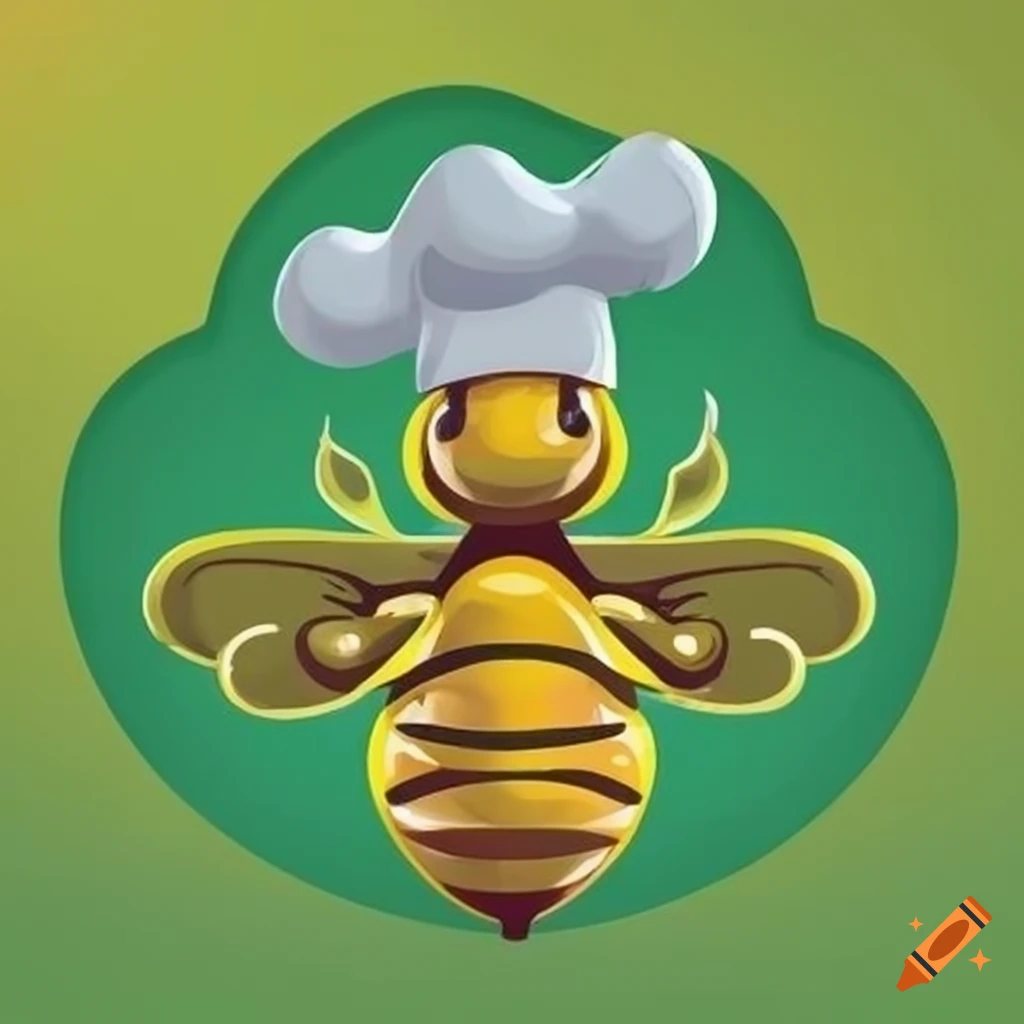 Bee chef logo yellow green
