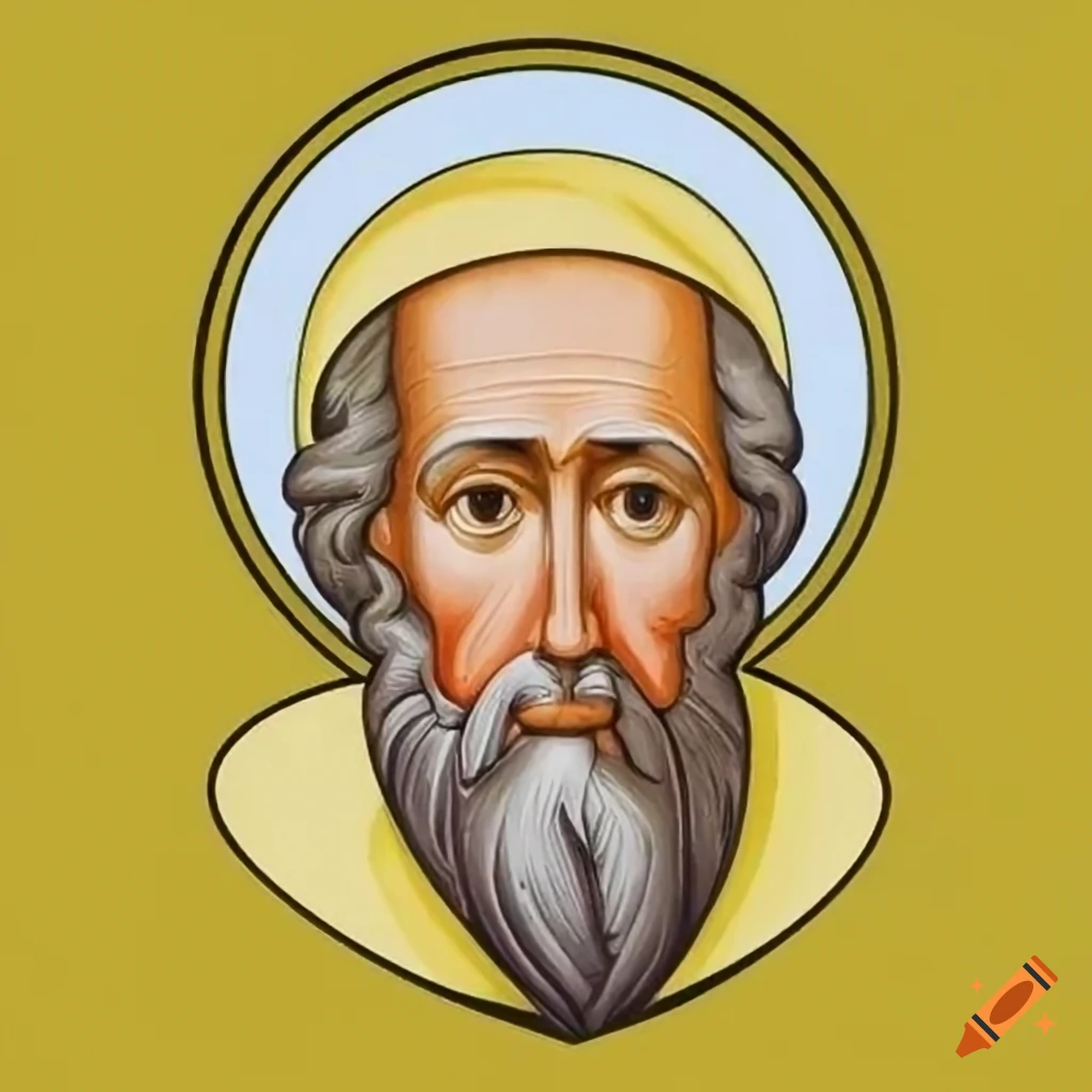 Logo saint peter with gloriole wears yellow robe portrait on Craiyon