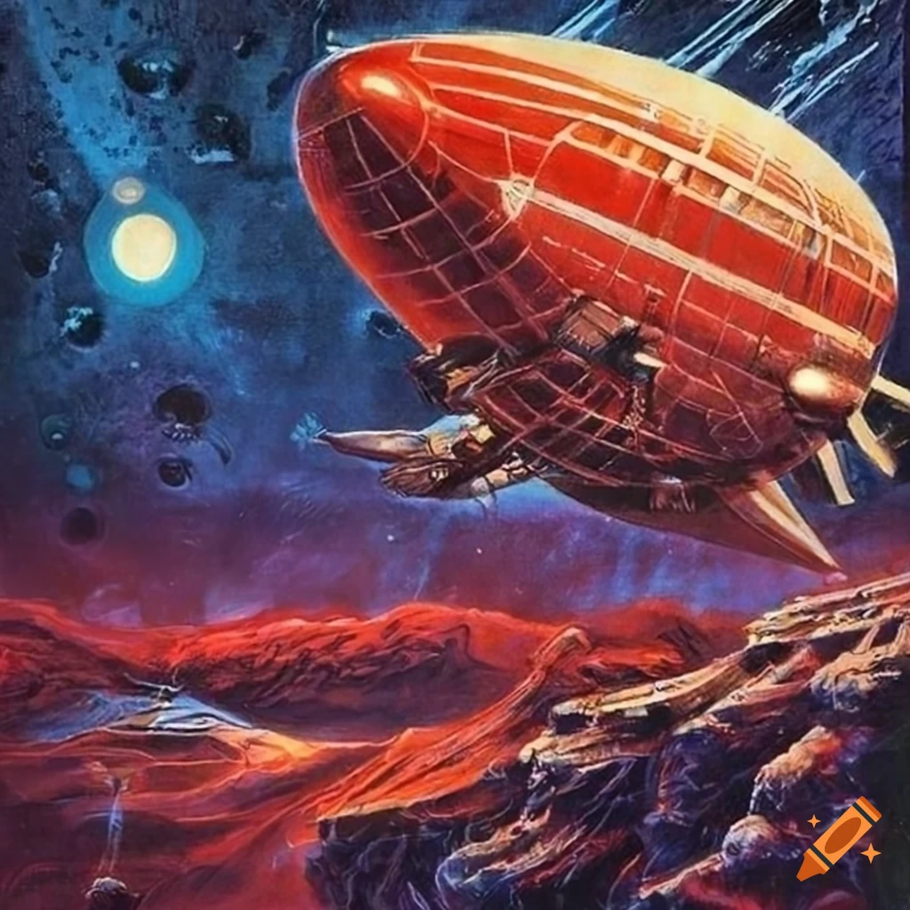 70s sci fi red zeppelin art on Craiyon