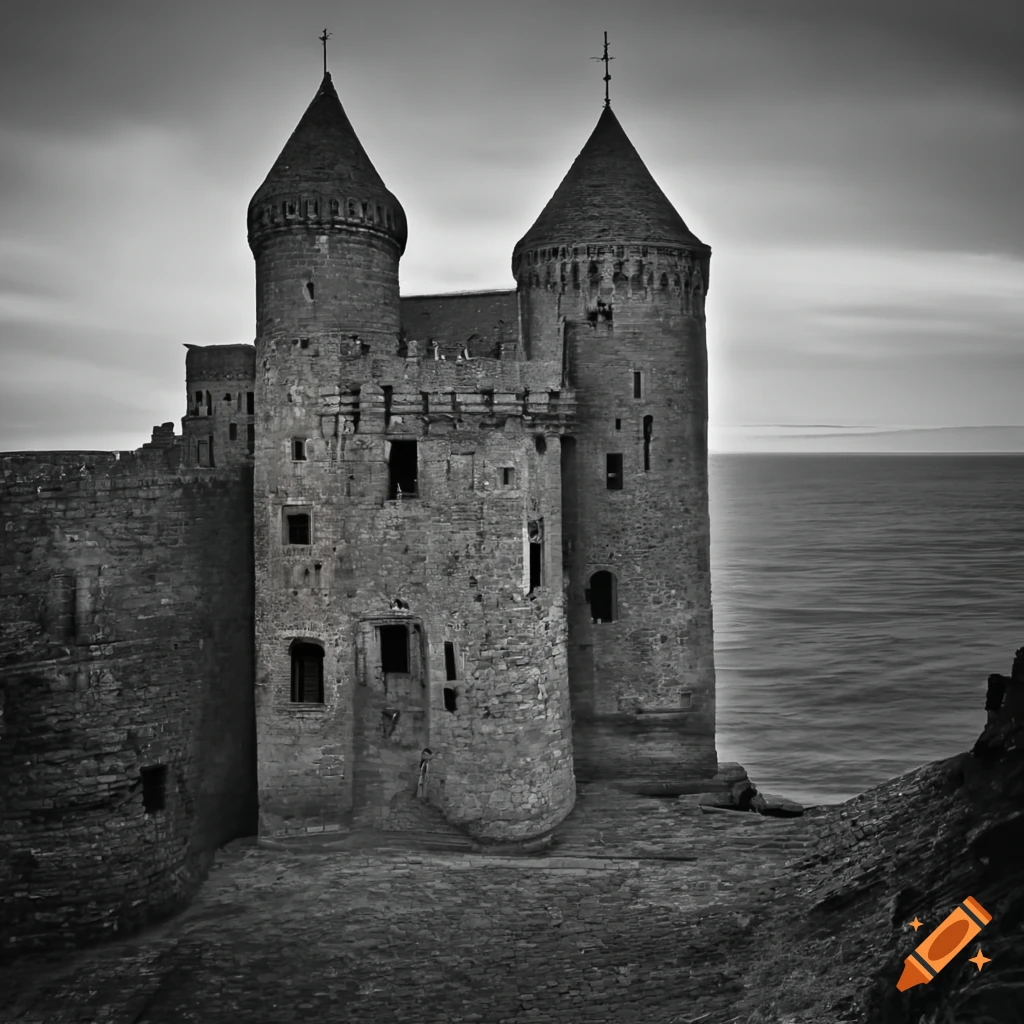 A fortified castle with two towers and a keep in dorne on Craiyon