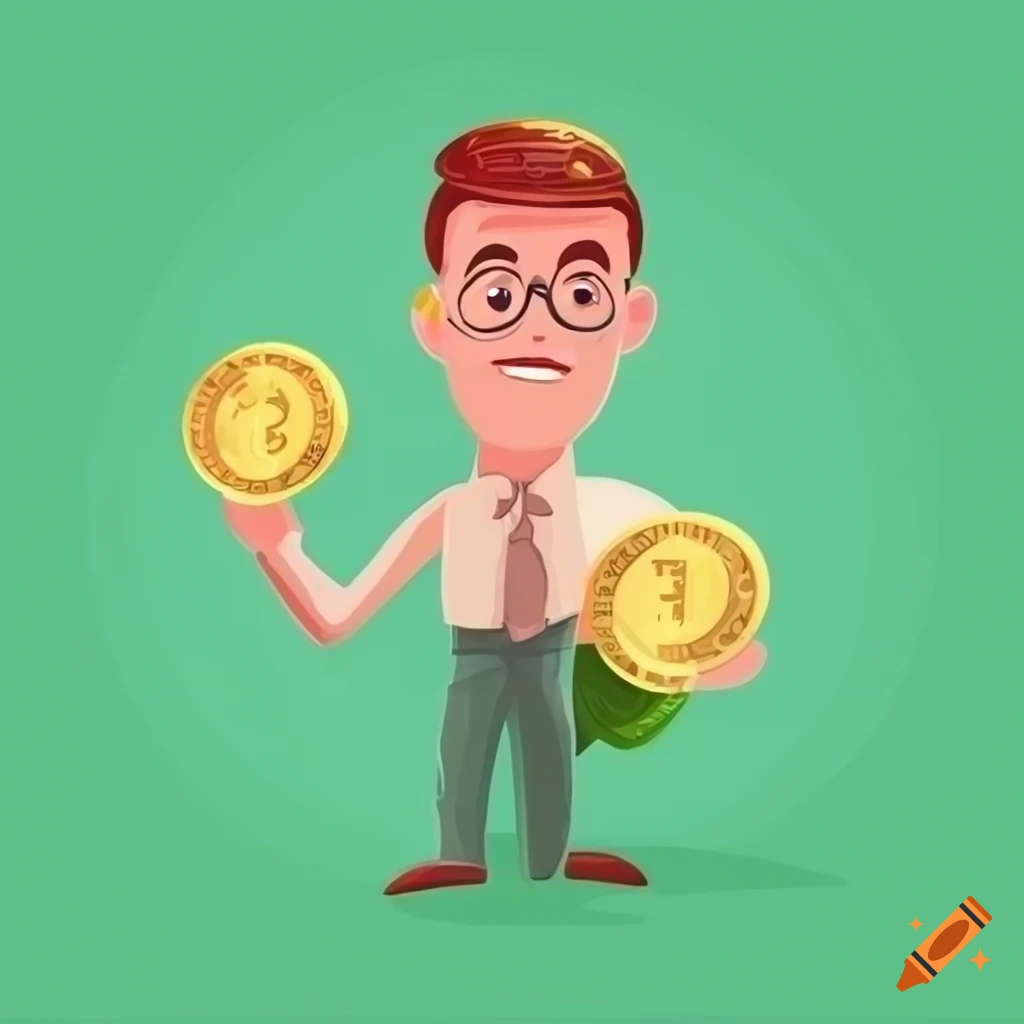 Finance character men holding credit card background of dollar coin ...