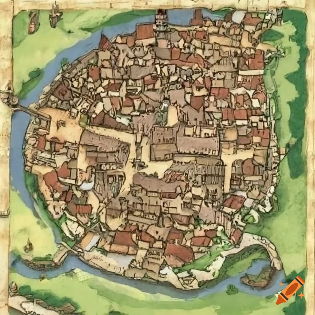 Medieval Town Map With Castles Bridges And Villages On Craiyon Medieval Town Map With Castles Bridges And Villages On Craiyon