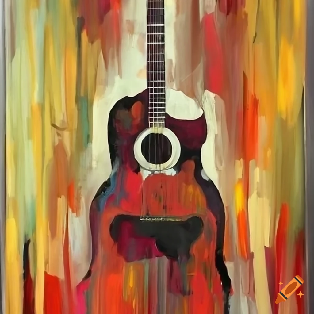 Abstract acoustic guitar painting on Craiyon