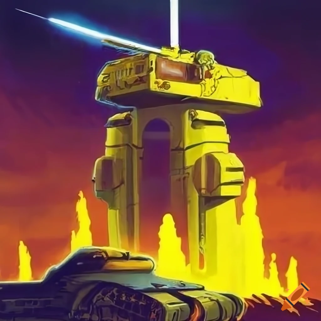 70s sci fi yellow tank art
