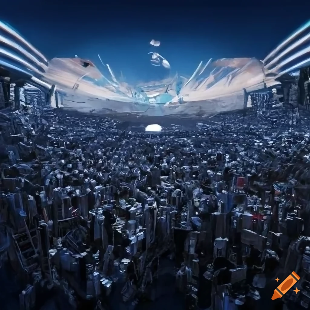 Prompt: futuristic crowded concert of electronic music, landscape ...