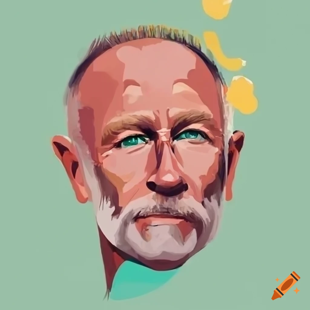 Corbin bernsen in a modern simple illustration style using the Pantone ...
