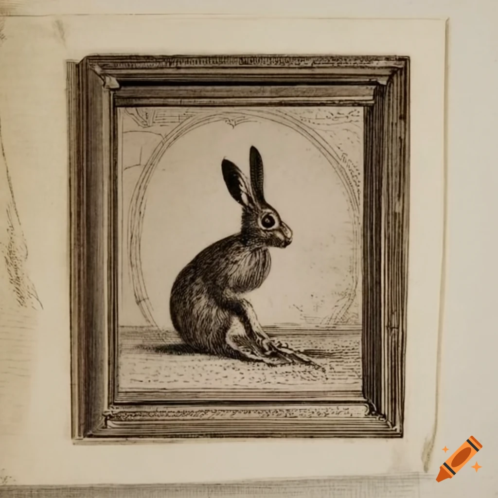 1800s etching of a hare