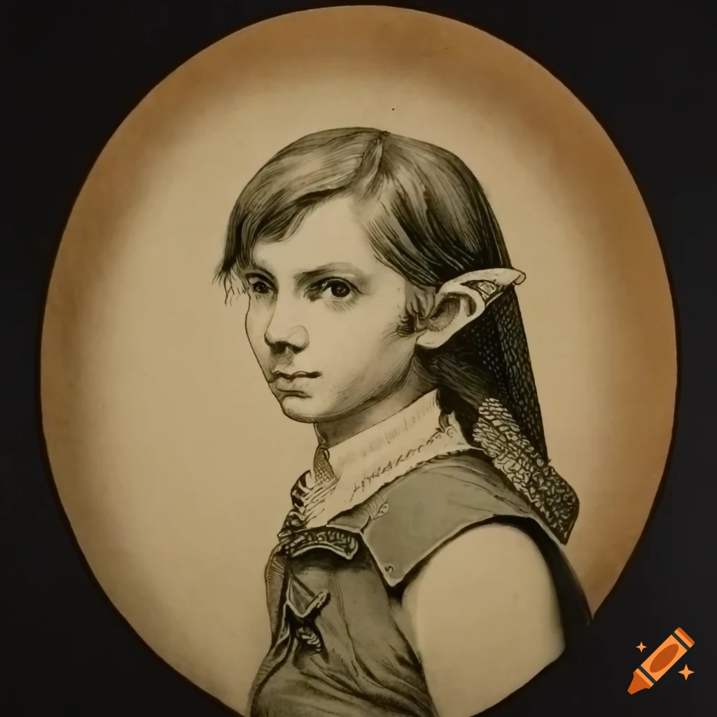 Detailed portrait of link from zelda, aged 12, 1820s heliographic ...
