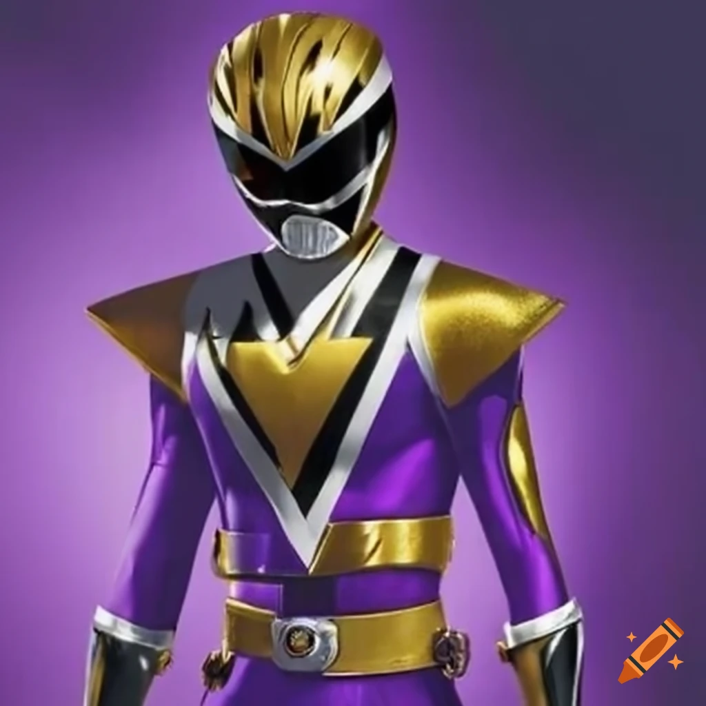 Purple, with black, white and gold details, power rangers on Craiyon