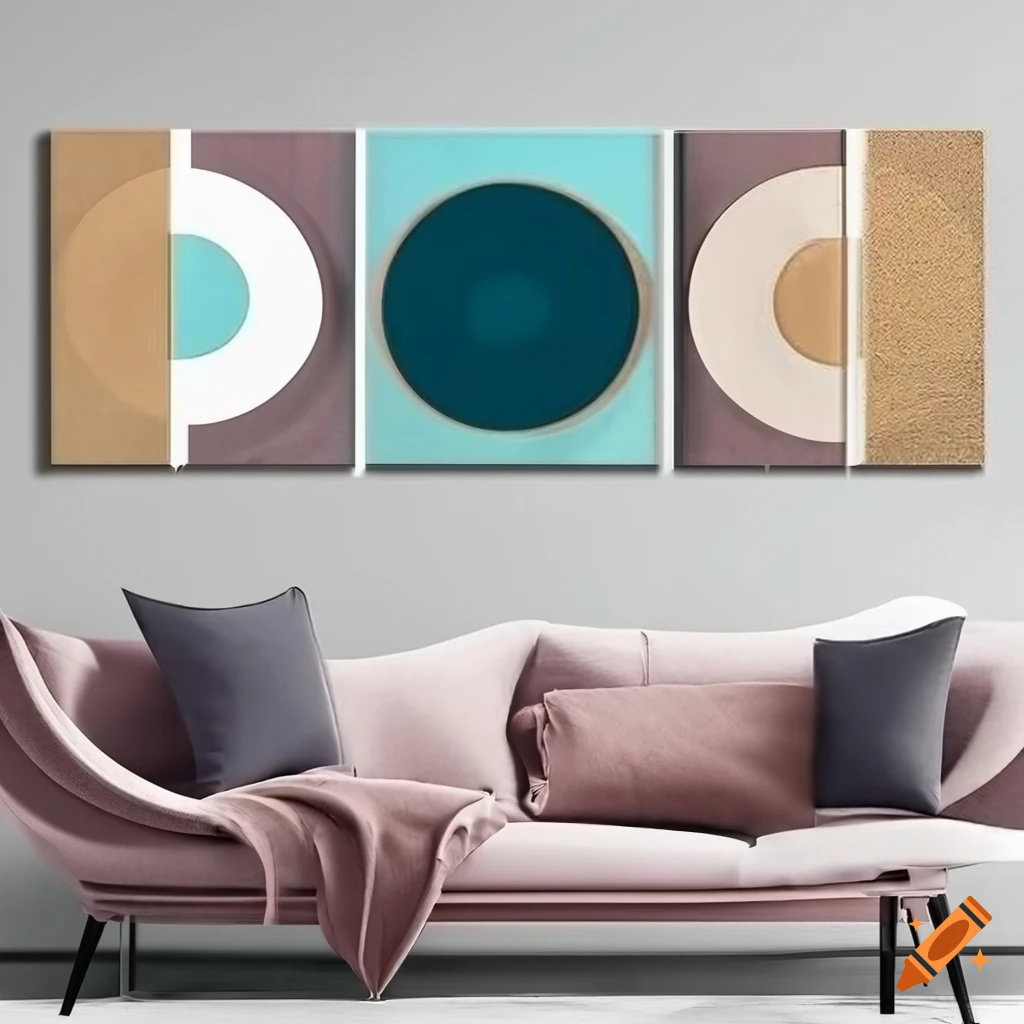 Geometric abstract wall art, modern digital art, printable 3d circular art, triptych wall art on ...