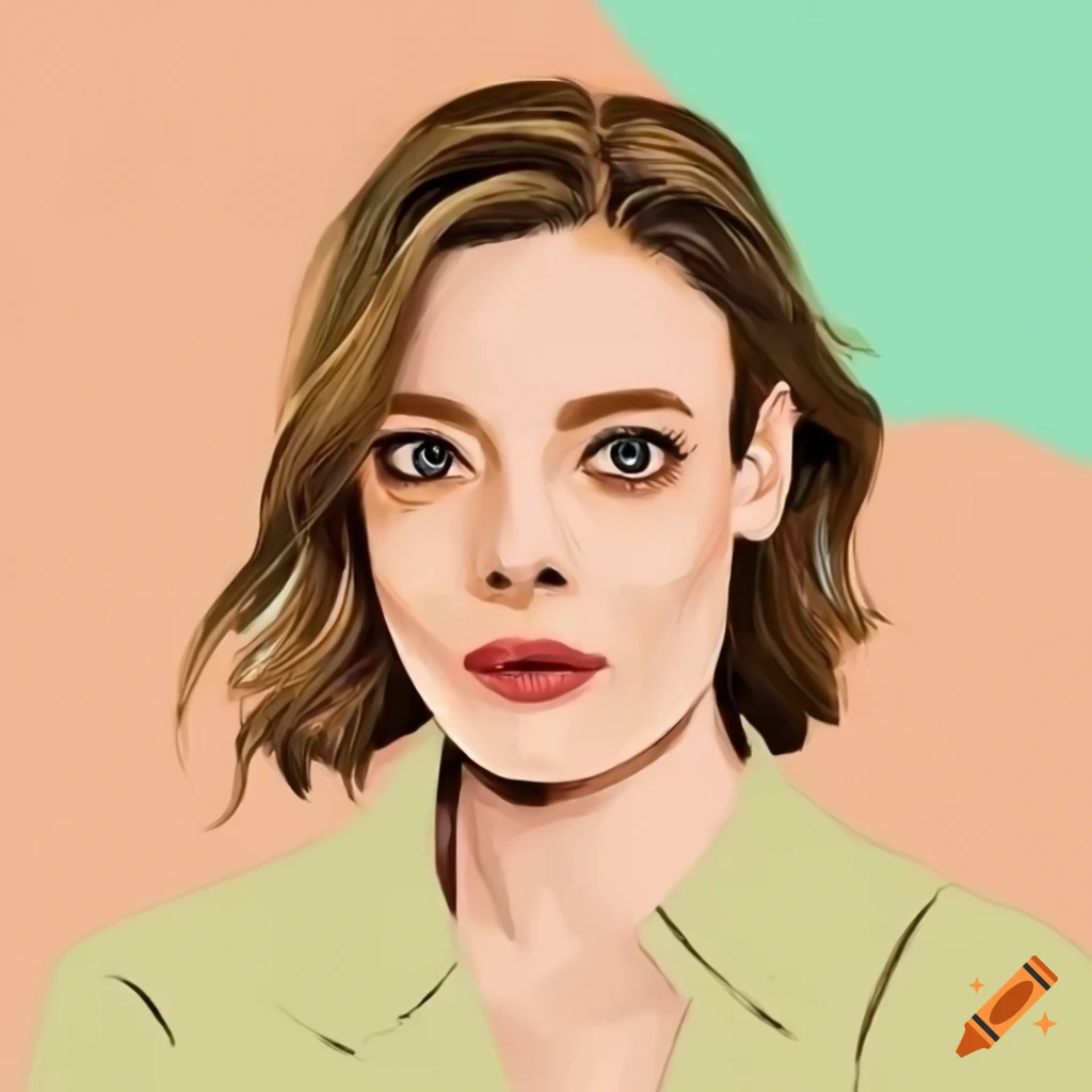 Gillian Jacobs in a modern simple illustration style using the Pantone ...
