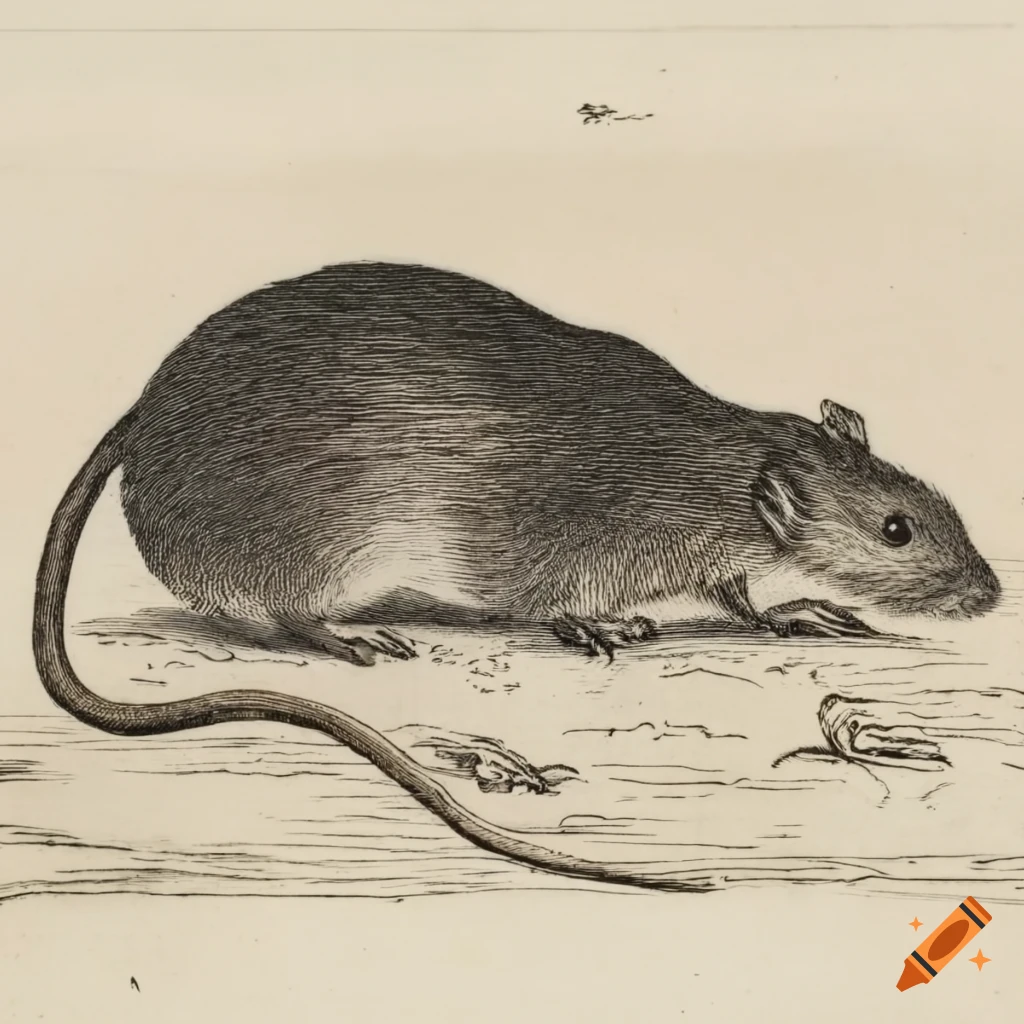 1800s etching of a rat on Craiyon