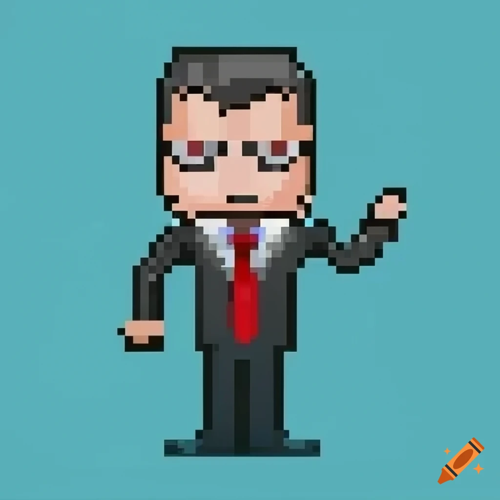 Pixelated cartoon nft of businessman in suit