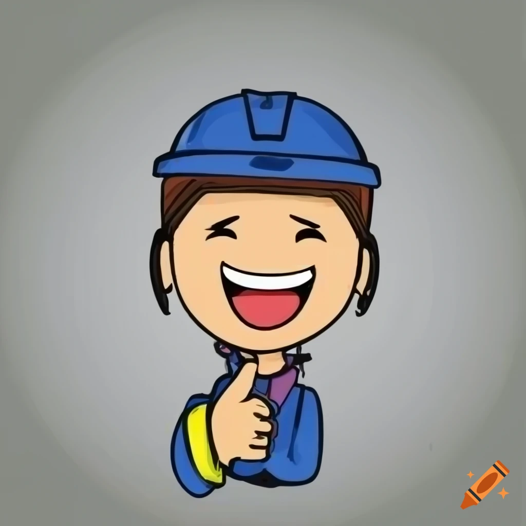 Illustration of a Japanese person wearing a helmet in a factory and ...