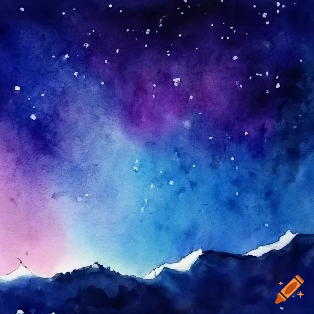 A starry clean sky, watercolor by t.w.schaller on Craiyon
