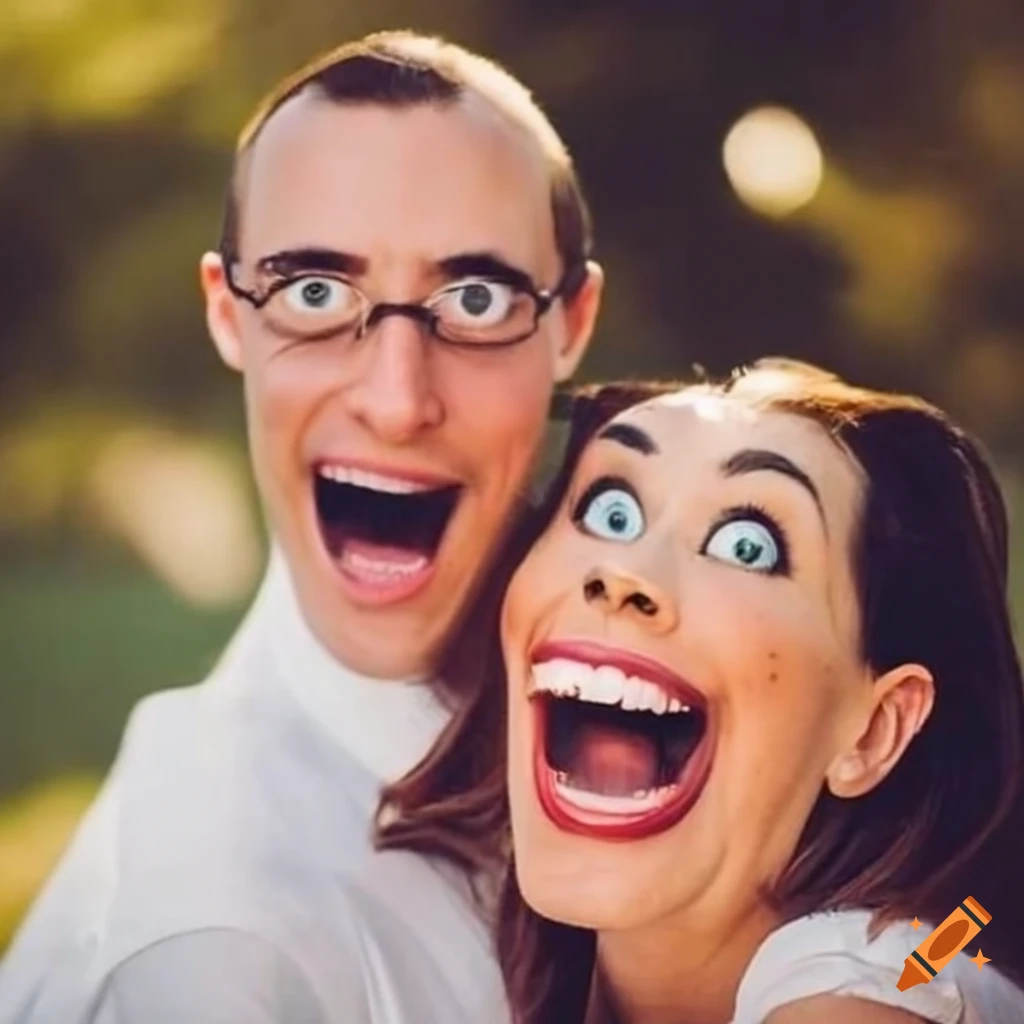 Funny and goofy engaged couple
