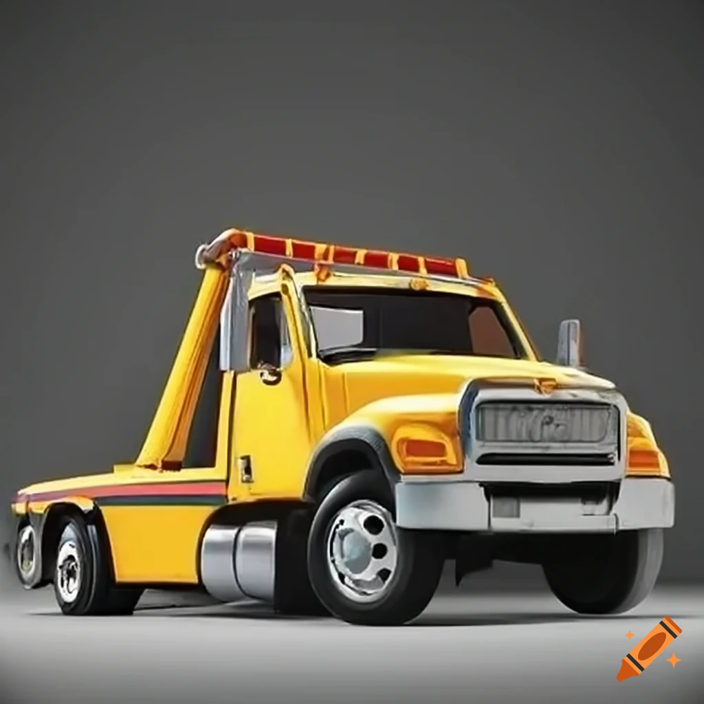Yellow tow truck on Craiyon