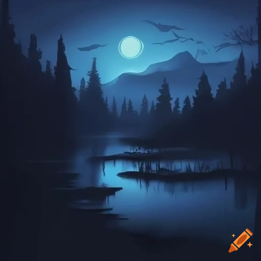 Sad scenery in night on Craiyon