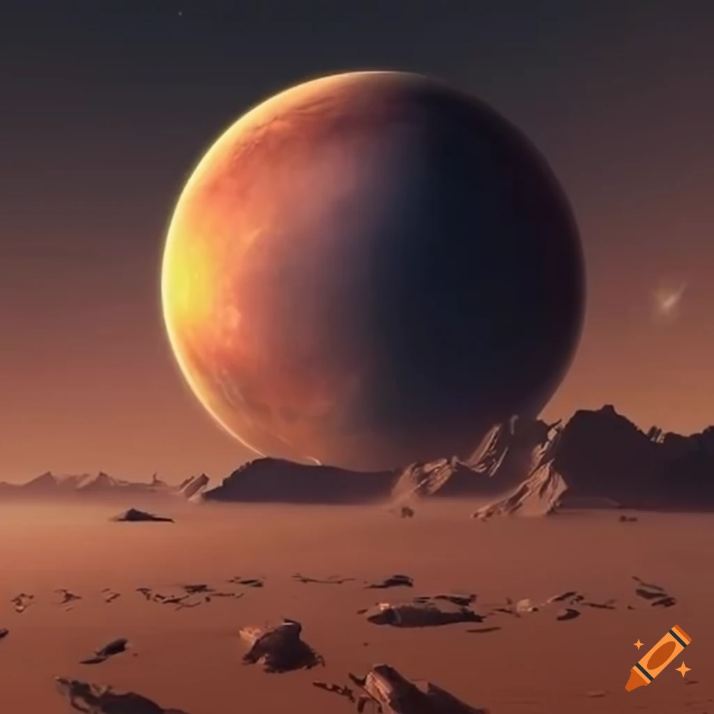 A hyper realistic stunning spaceship on a desert alien planet on Craiyon