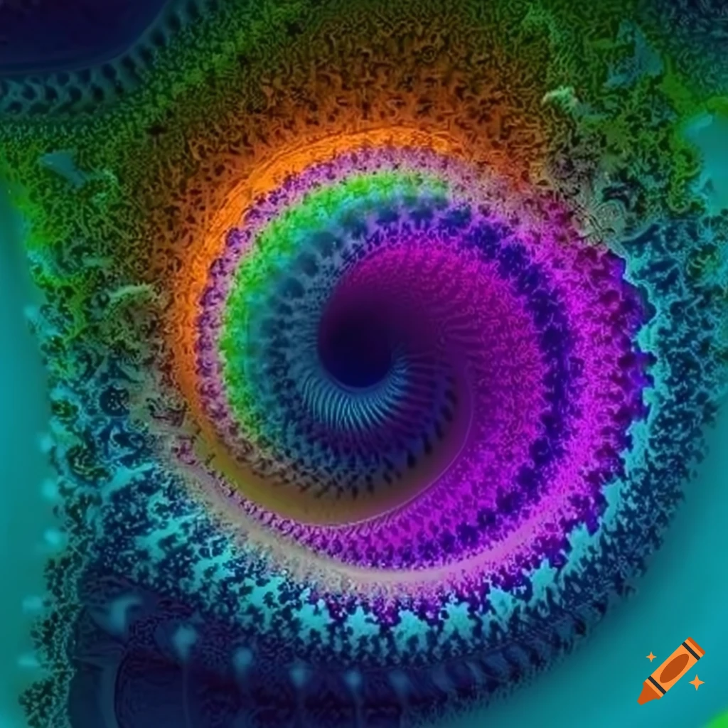 Fractals three dimensional and rendering with much colours on Craiyon