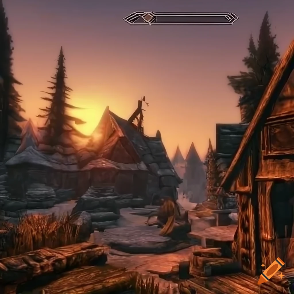 A sunset in skyrim style
