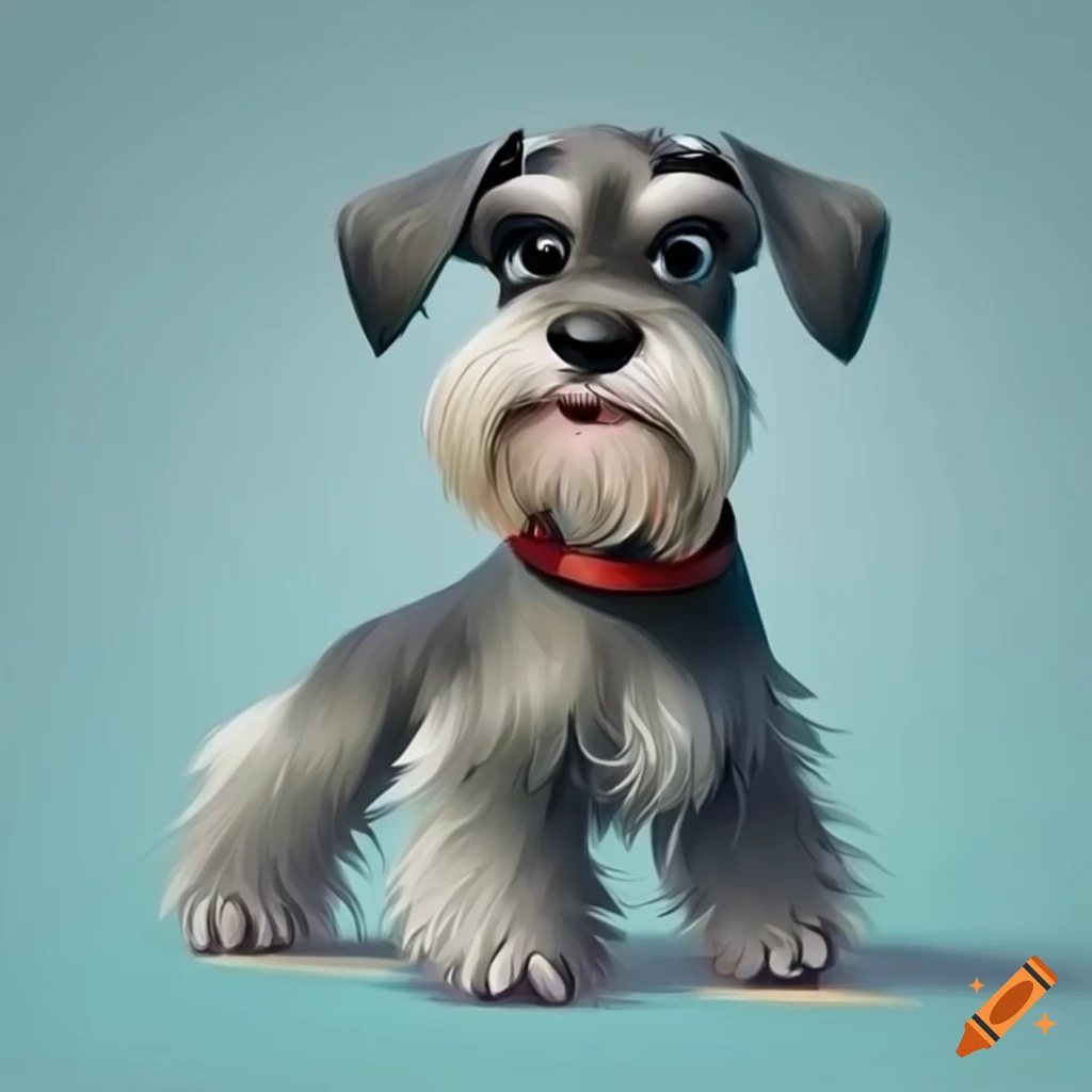 Pixar running schnauzer puppy character design