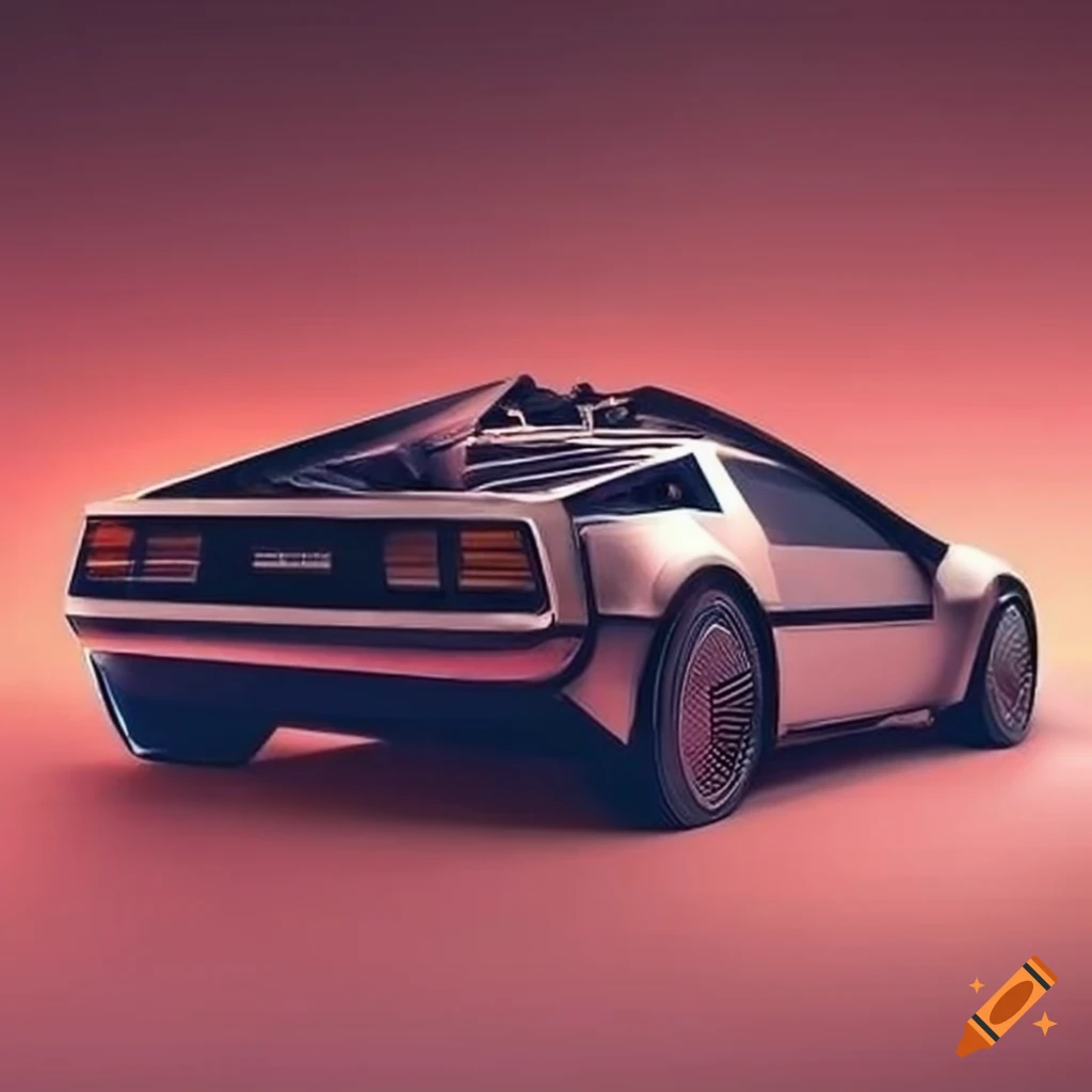 Futuristic delorean dmc-12 car with new tech features
